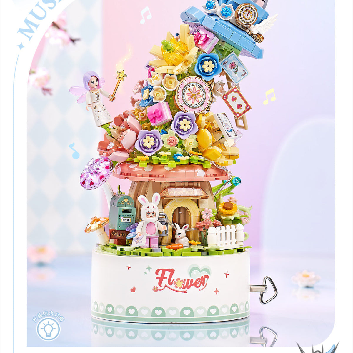 LOZ Mini Block 1954 Flower music box(with button cell) - 1,091 Pcs Mod ...